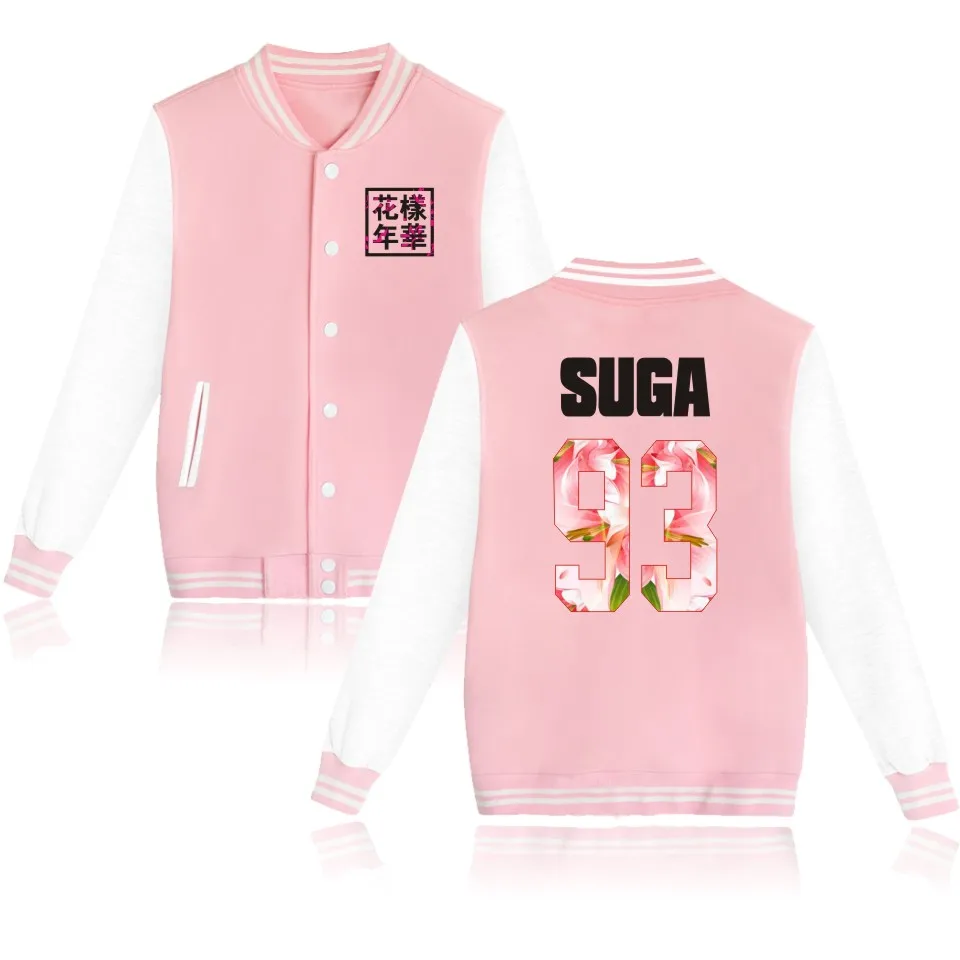 Kpop Baseball Jacket For Women Bangtan Boys Album Floral Letter Print ...