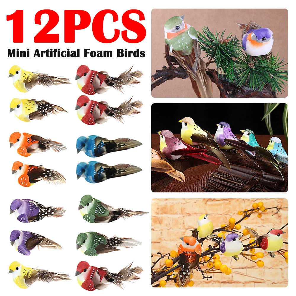12pcs-Feather-Foam-Birds-Tree-Decor-Mini-Artificial-Foam-Bird-Mini ...