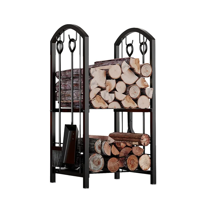 Superior-Wood-Storage-Stacking-Rack-Black-Wrought-Iron-Firewood-Storage ...