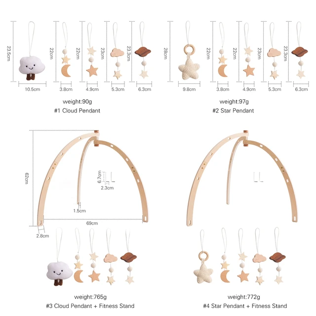 Baby Wooden Triangle Gym Rack Splint Newborn Activity Gym Frame Star ...