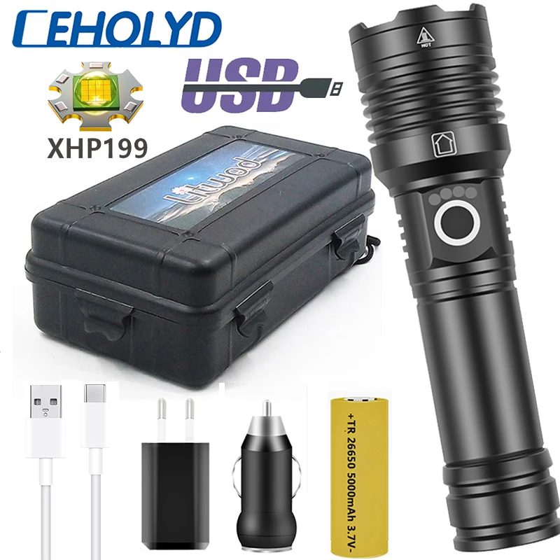 1000000LM-Ceholyd-XHP199-Super-Bright-Led-Flashlight-Type-C-Usb ...