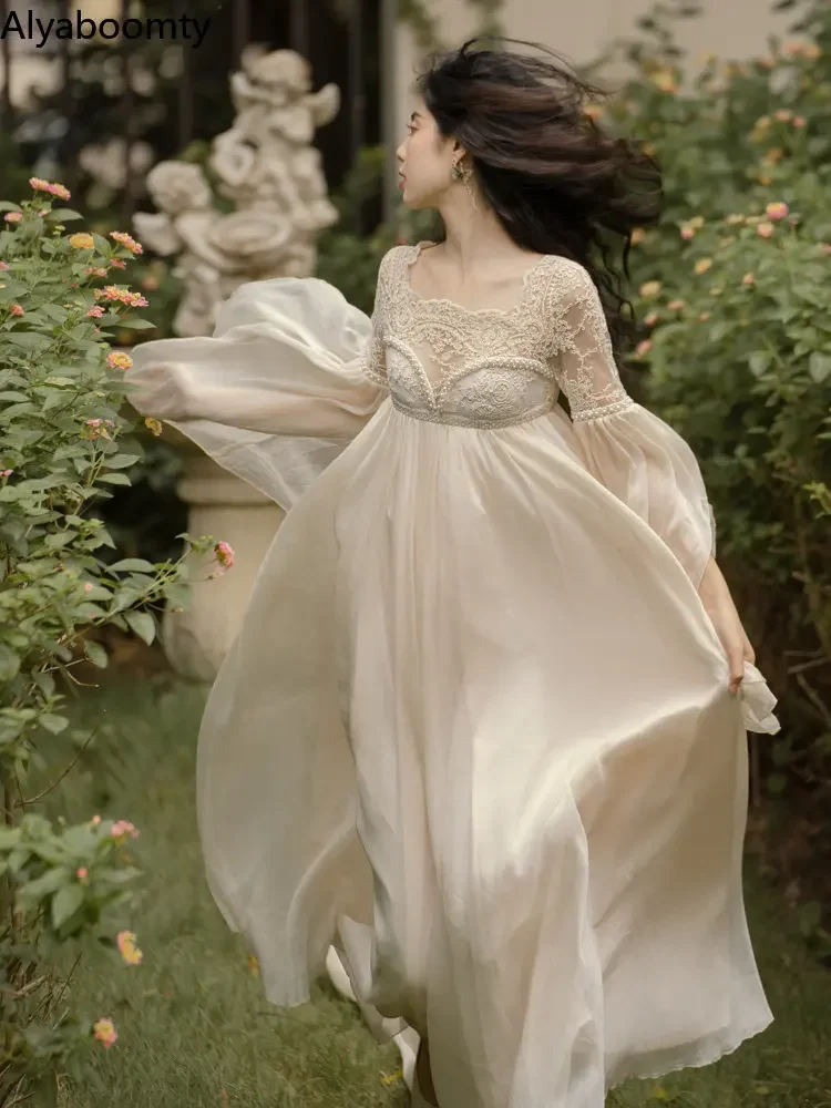 Women-French-Romantic-Fairycore-Maxi-Long-Dress-Floral-Embroidery ...