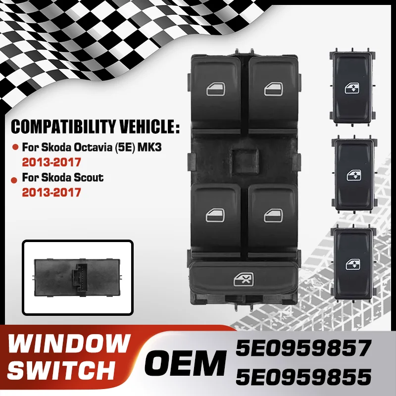 Electric Power Car Window Control Switch Button For Skoda Octavia 5E ...
