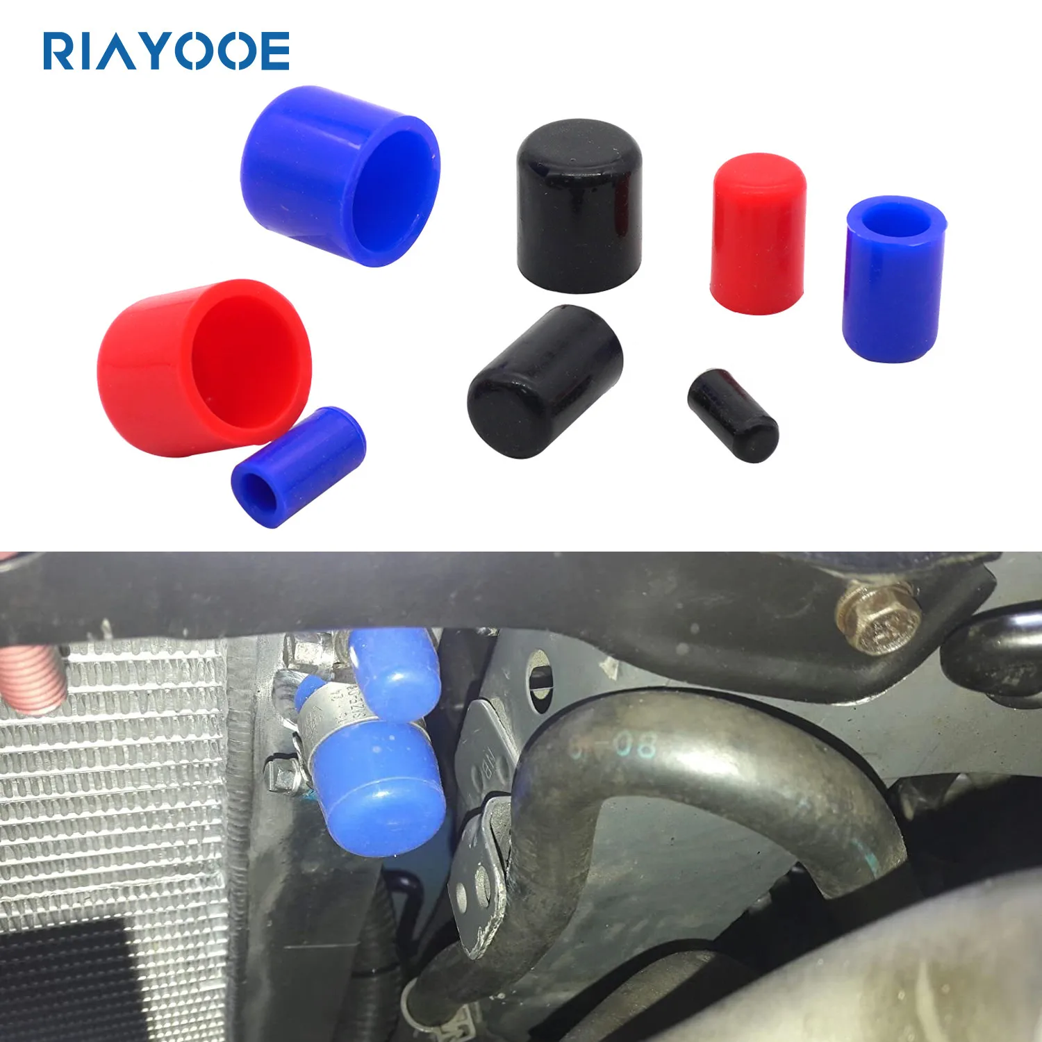 Silicone-Tube-Coolant-Cap-Vacuum-Hose-Clamp-Air-Intake-End-Plug-Blue ...