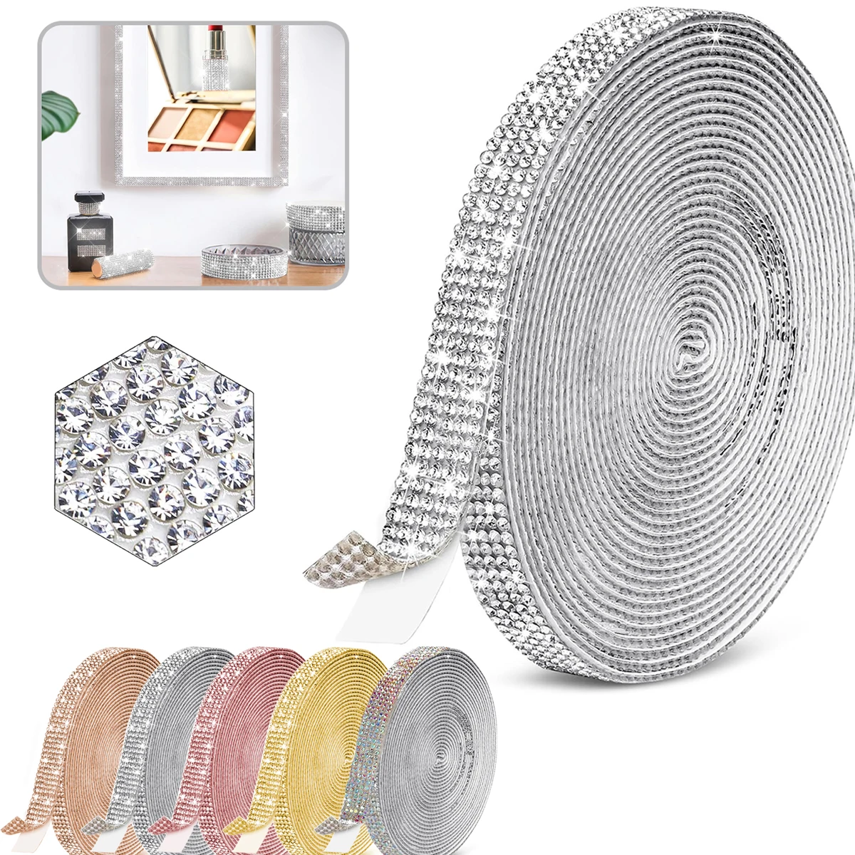 1pc-90cm-self-adhesive-crystal-rhinestone-strip-glitter-gem-DlY-ribbon ...