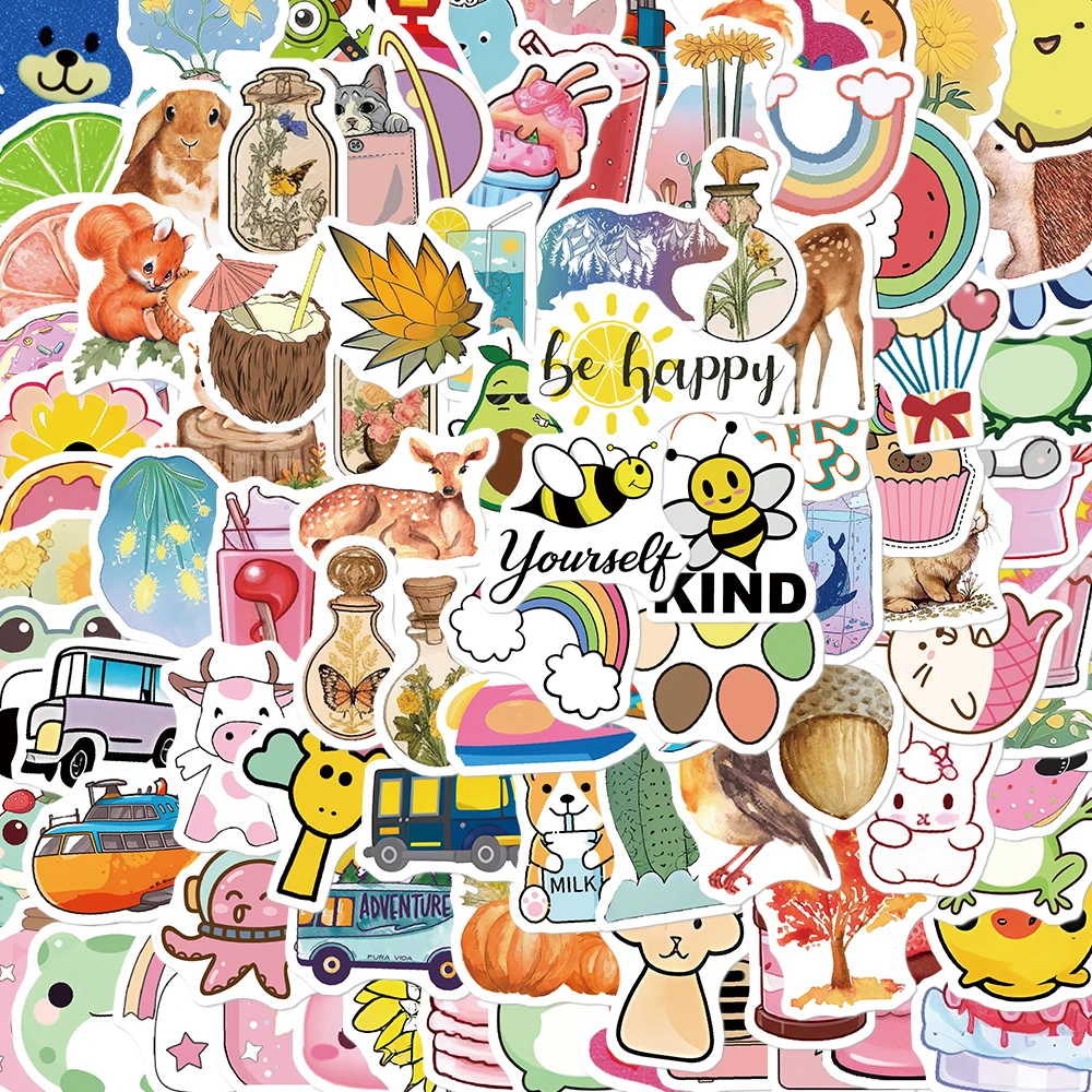 100pcs-Kawaii-Funny-Animal-Stickers-Cute-Decals-Decoration-For-DIY ...