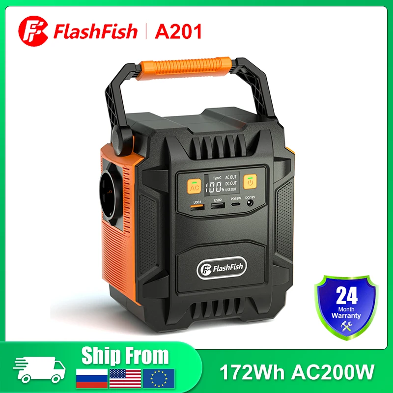 Flashfish-Portable-Power-Station-200W-Peak-400W-Solar-Generator-172Wh ...