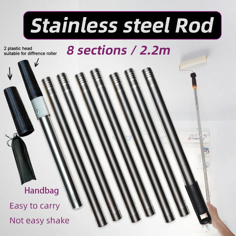 8-Sections-2-2m-Paint-Roller-Extension-Pole-Stainless-steel-Paint ...
