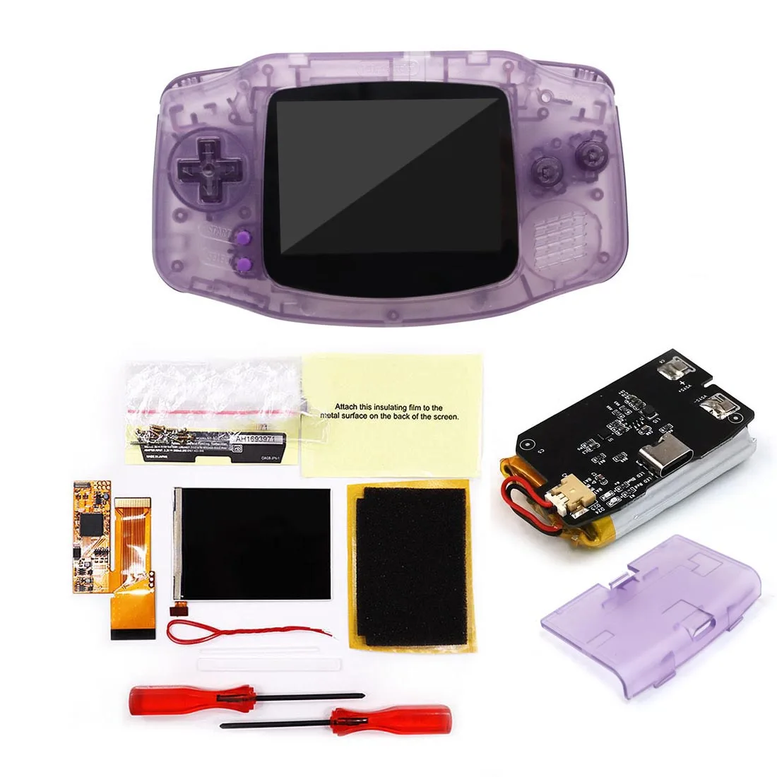 Rechargeable-1800mAh-Battery-kit-For-GBA-V2-IPS-LCD-Replacements-Screen ...