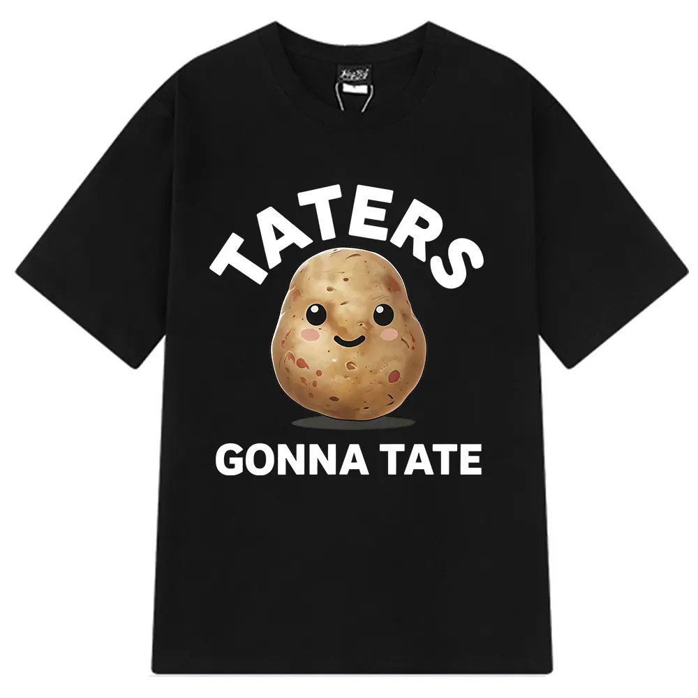 Taters Gonna Tate Fun Potato T-shirt Summer Simple Loose T-shirt ...