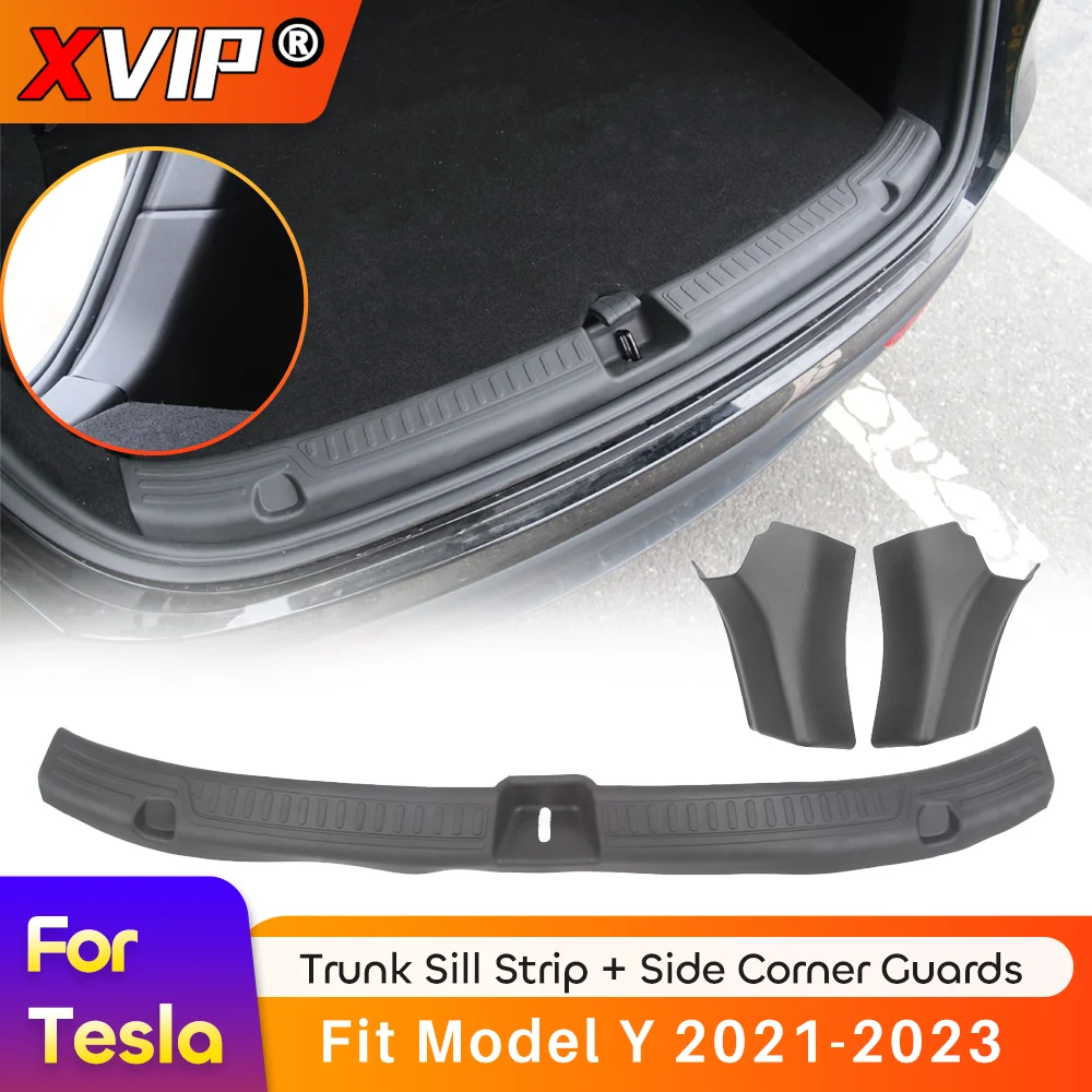 XVIP TPE Trunk Threshold Strip For Tesla Model Y 2021-23 Back Sill Anti ...