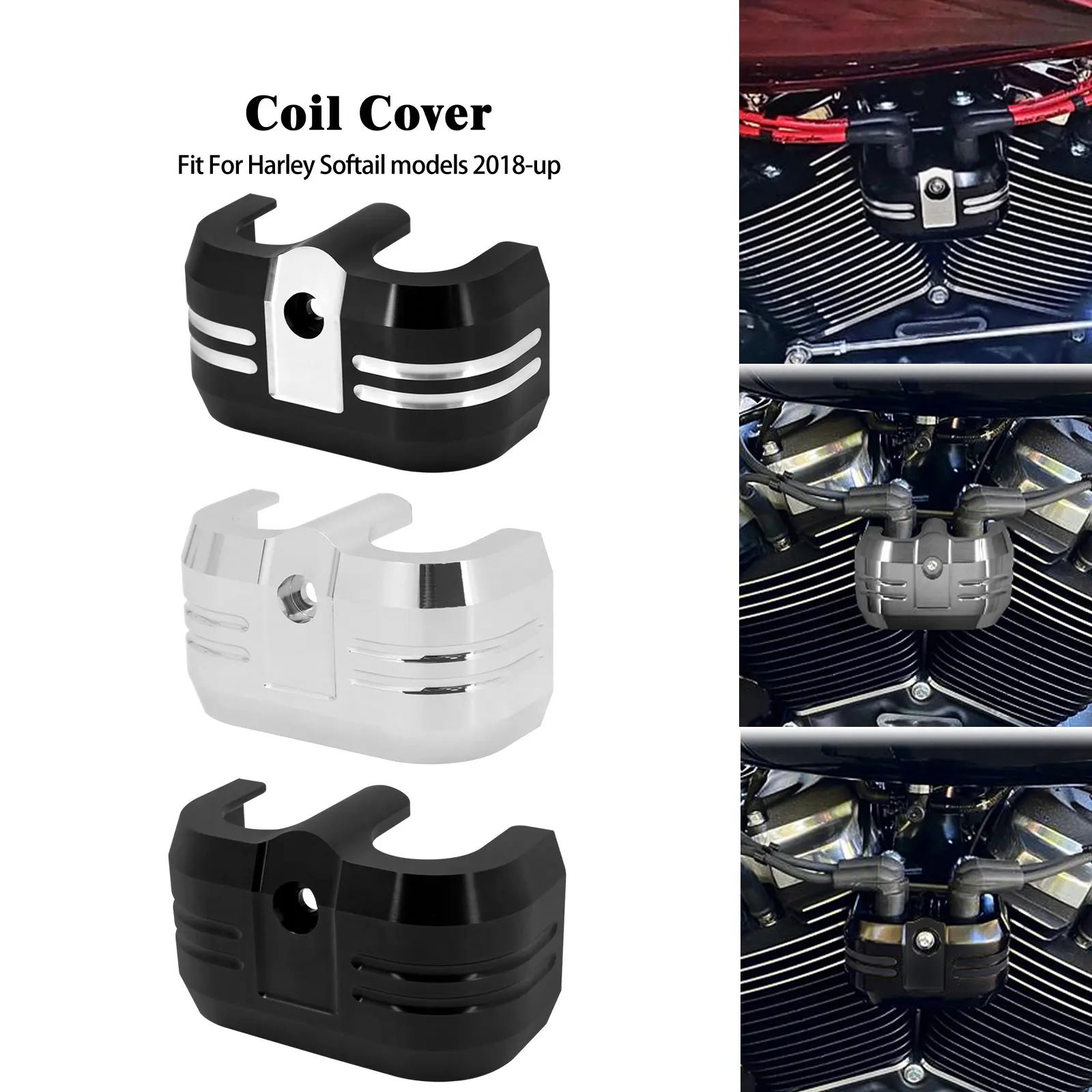 Black-Motorcycle-Coil-Cover-For-Harley-Softail-Standard-Fat-Bob-FXFBS ...