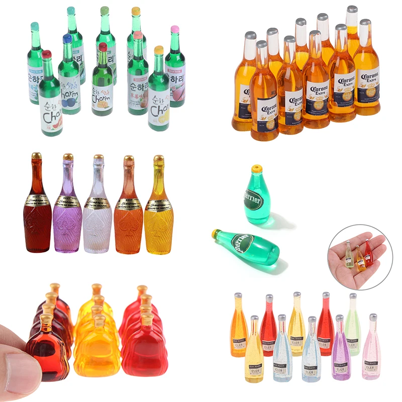 10Pcs Simulation Drinks 1/12 Mini Wine Bottle Sparkling Water Set ...