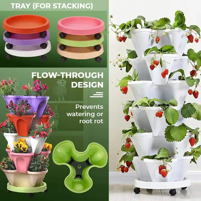 1PCS-Plastic-Stackable-Vertical-Flower-Plant-Pot-Strawberry-Seedling ...