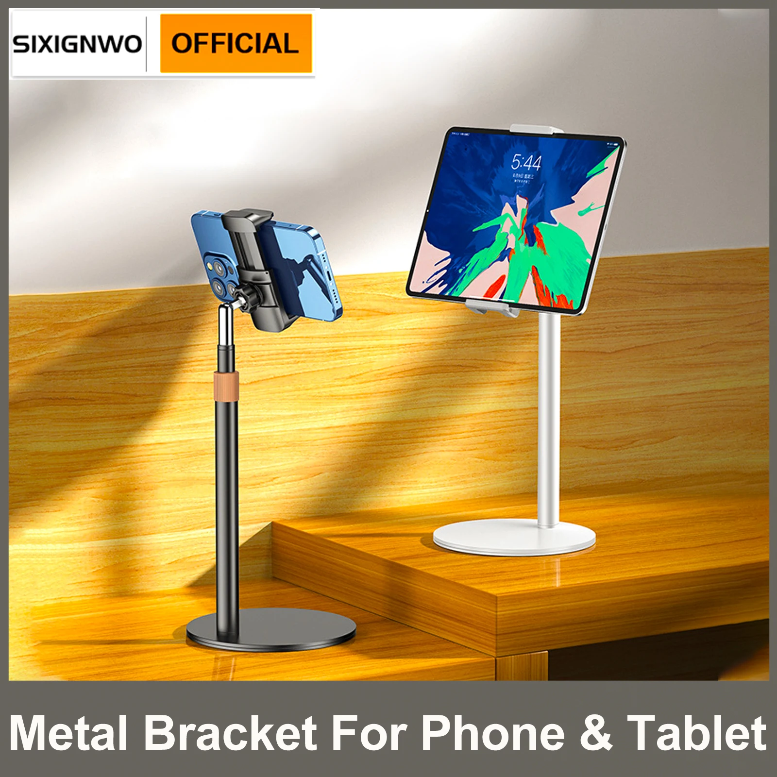 Mobile-Phone-Tablet-Holder-Desktop-Stand-360-Adjustable-Length-Angle ...