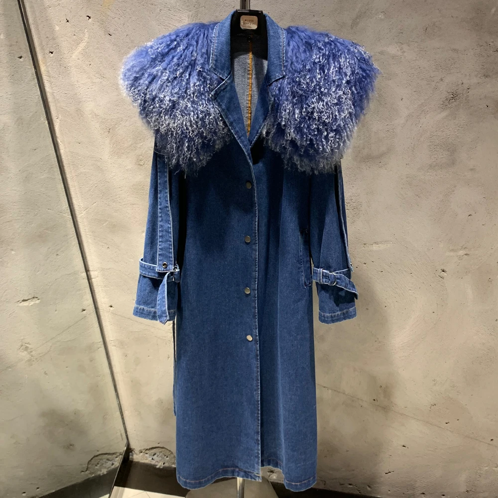 Long-Denim-Coat-with-Fur-Collar-2024-New-Coming-Denim-Windbreak-Long ...