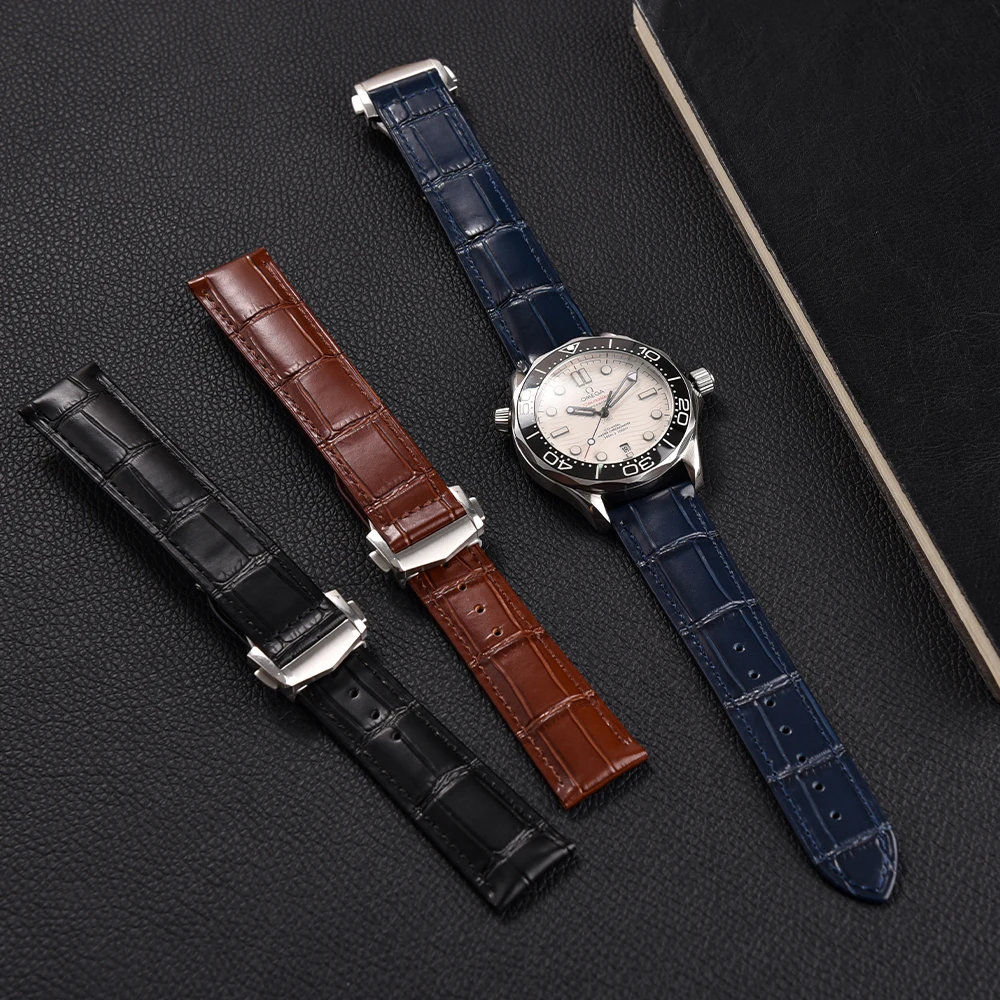 High Quality Leather Watch Strap 19/20/2122mm Adjustable For Omega ...