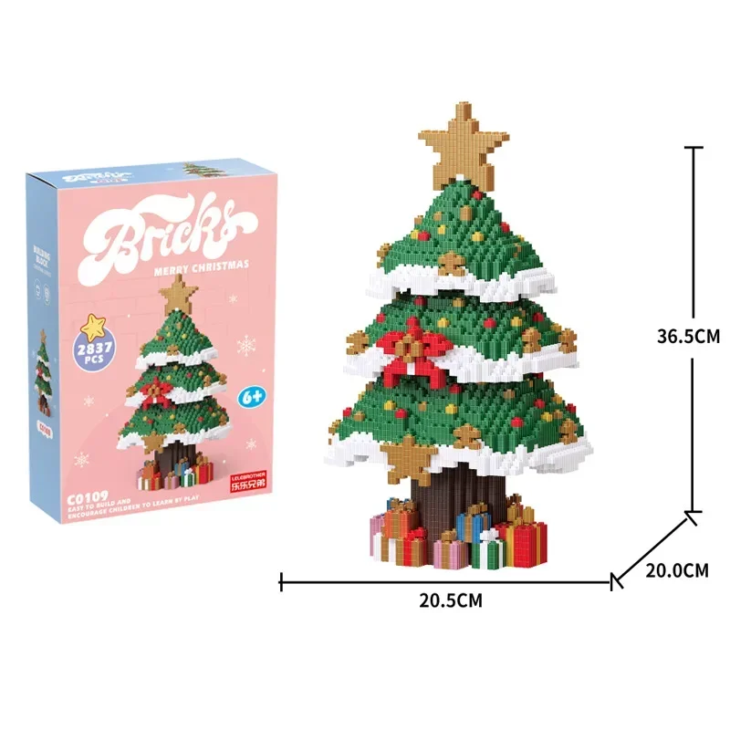 Bloques de construcción en miniatura de muñeco de nieve y árbol de ...