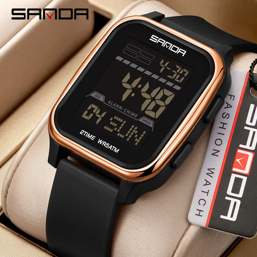 SANDA 2211 Brand Men Women Kids Watches Double Time Zones Sports 50M ...