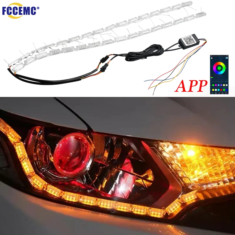 Fluxo sequencial LED Farol, Daytime Running Light Strip, impermeável flexível, decorativa Angel ...