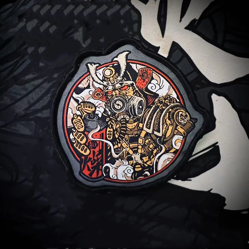 Dryness-Movement-Samurai-Embroidered-Patches-Functions-Battle-Mask ...