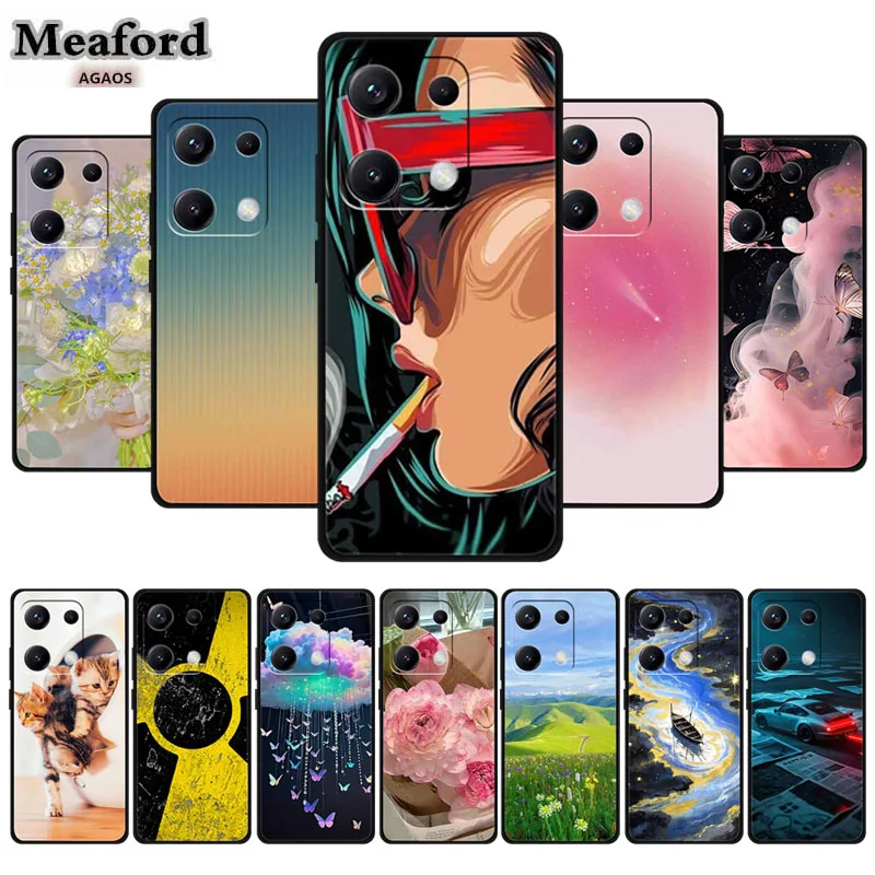 For Redmi Note 14S Case Back Flowers Cover Bumper TPU Phone Case For ...