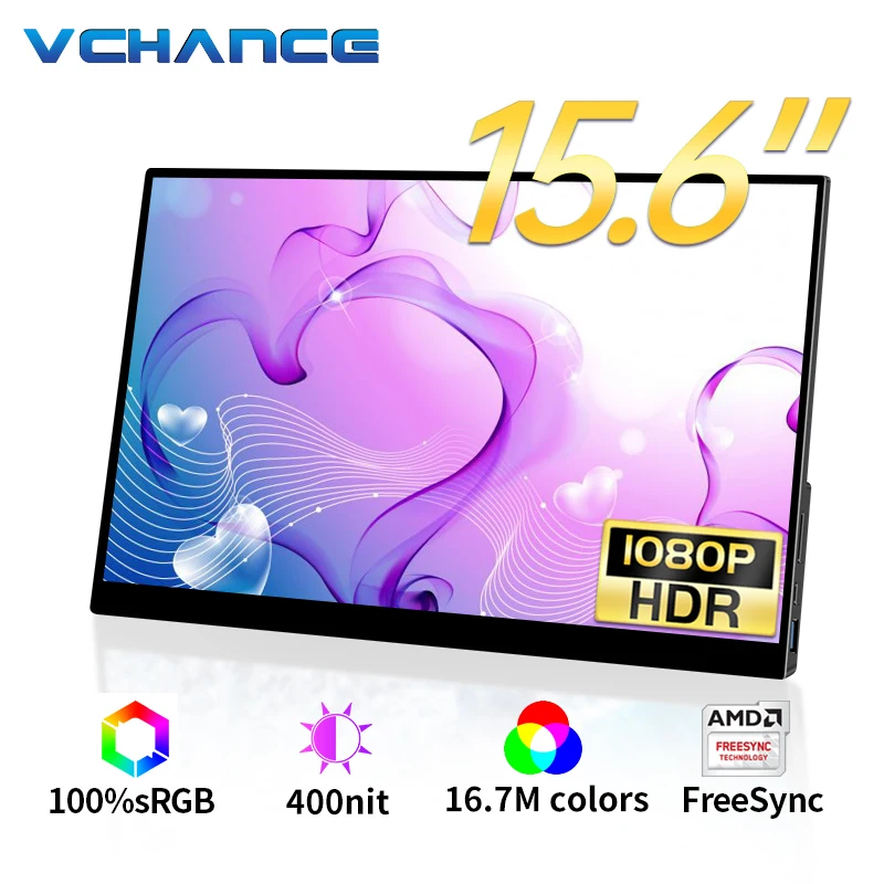 VCHANCE-Monitor-port-til-Full-HD-de-15-6-pulgadas-1920x1080P-soporte ...