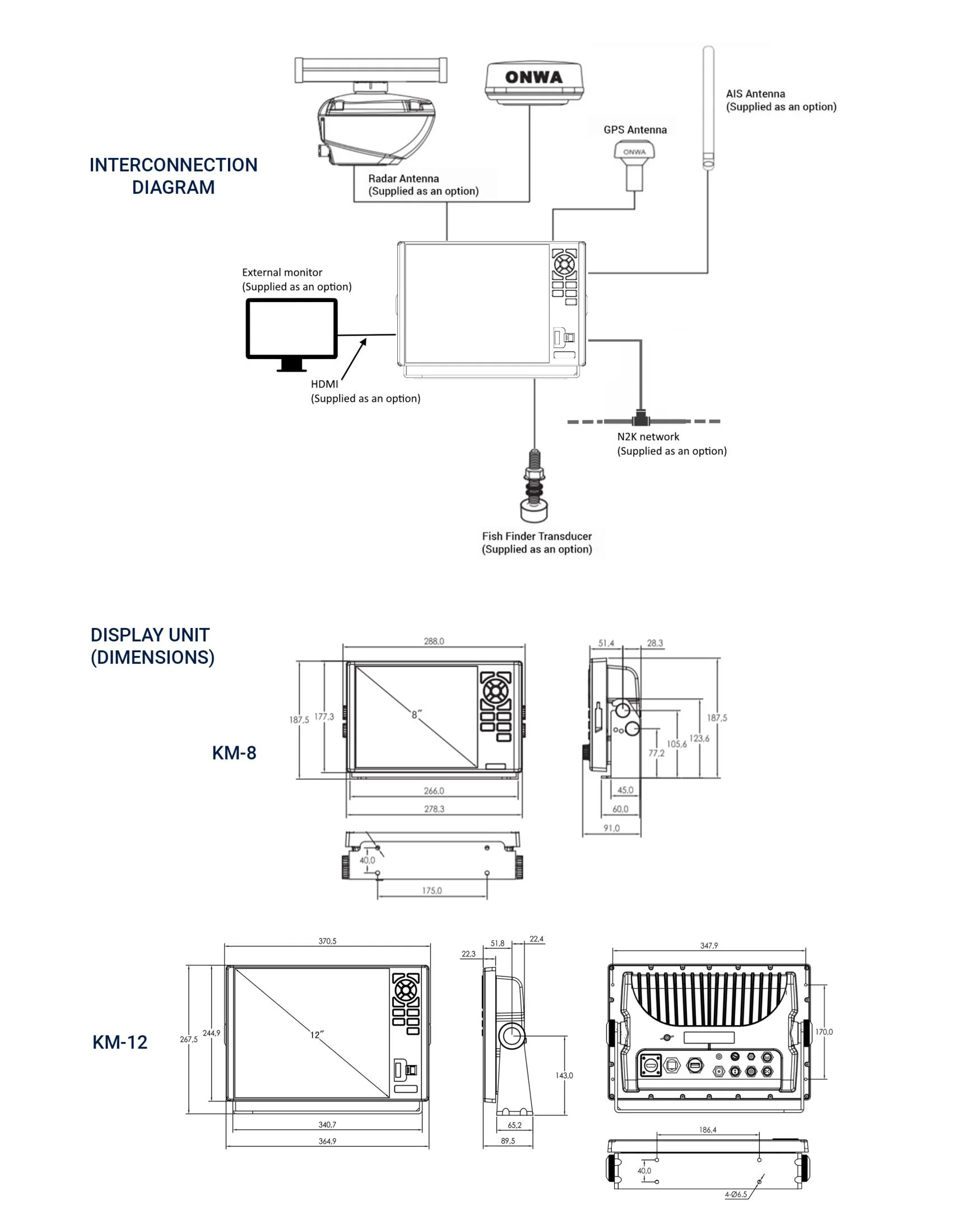 ONWA KM series KM-8 8-inch Marine GPS Chart Plotter Multi Function Dis – Matsutec Yacht and ...