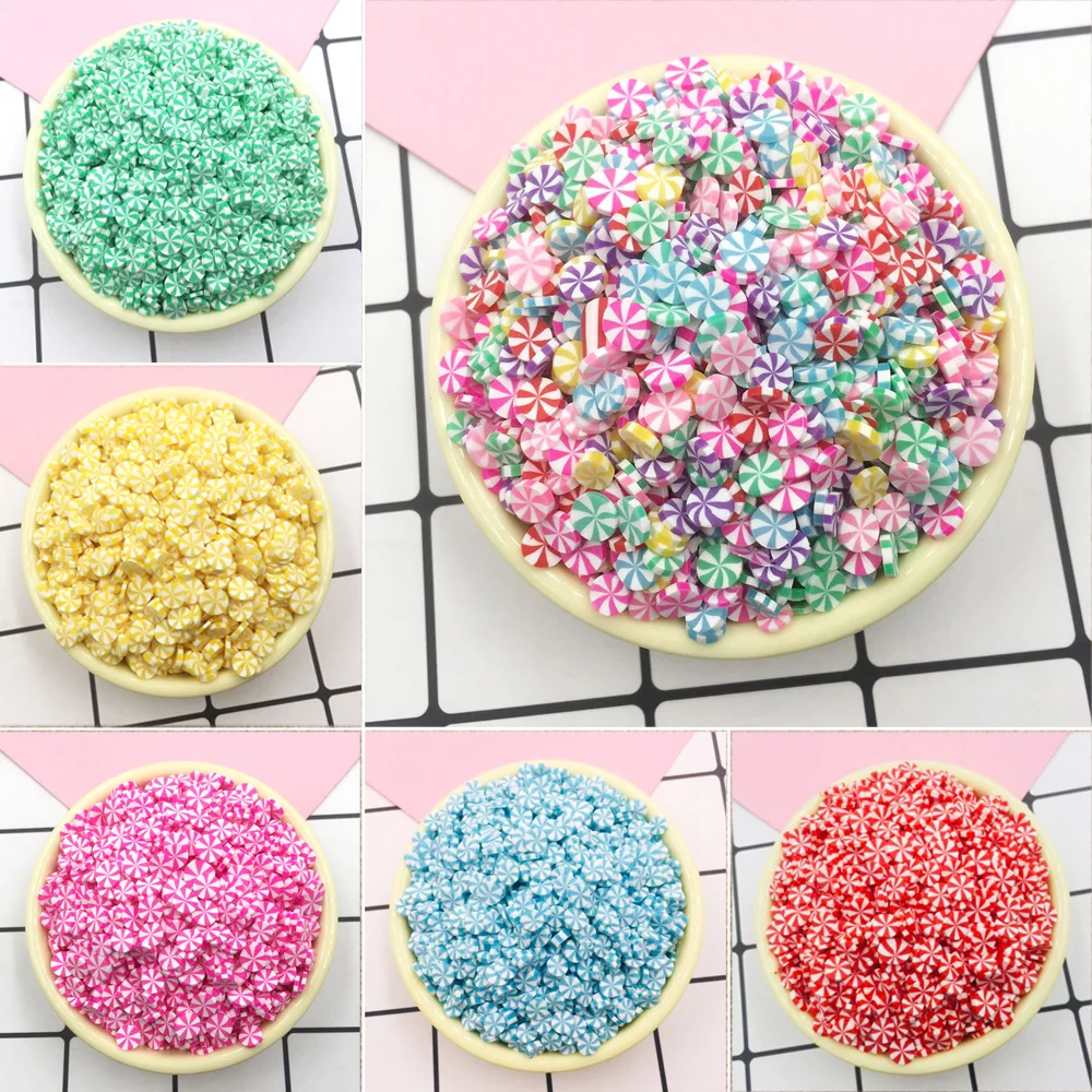 50g/lot Polymer Hot Clay Sprinkles for Slime Round Candy Fake Cake ...