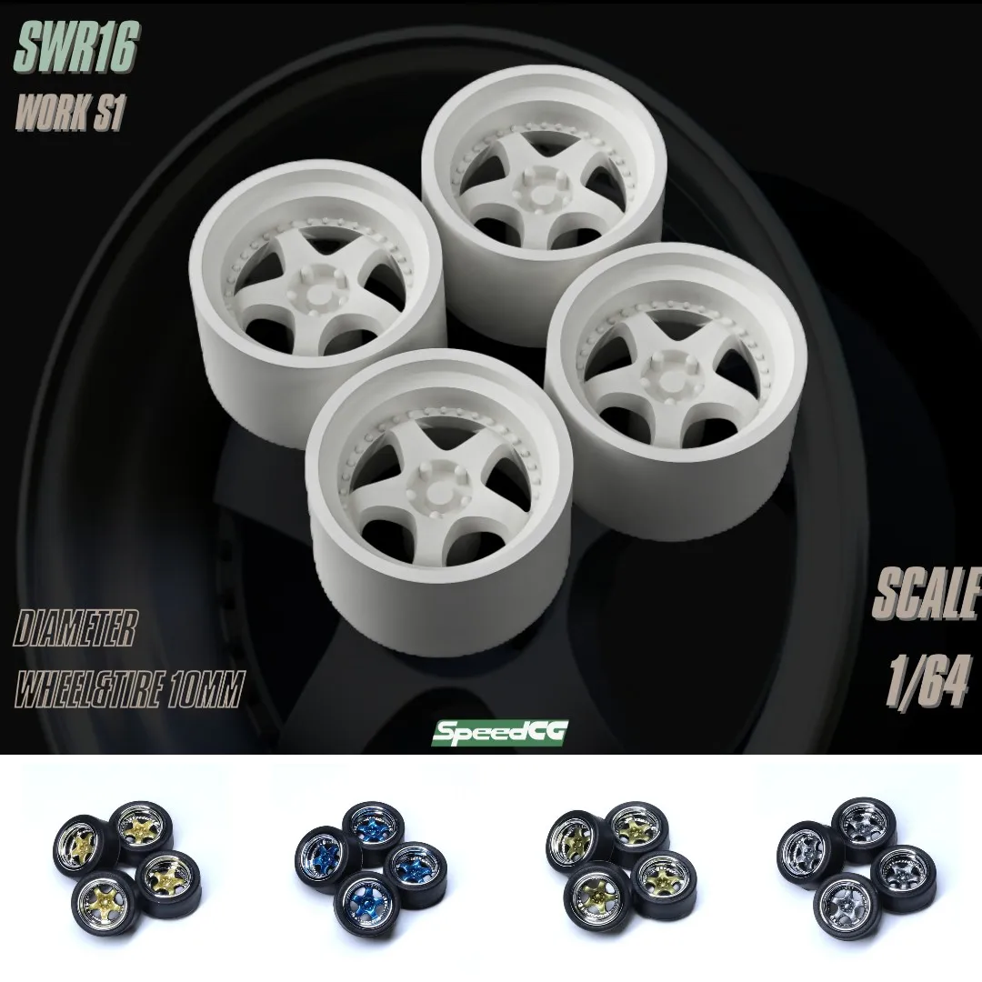 SpeedCG 1/64 ABS Wheels with Rubber Tire Type J Modified Parts Diameter 10mm For Model Car ...
