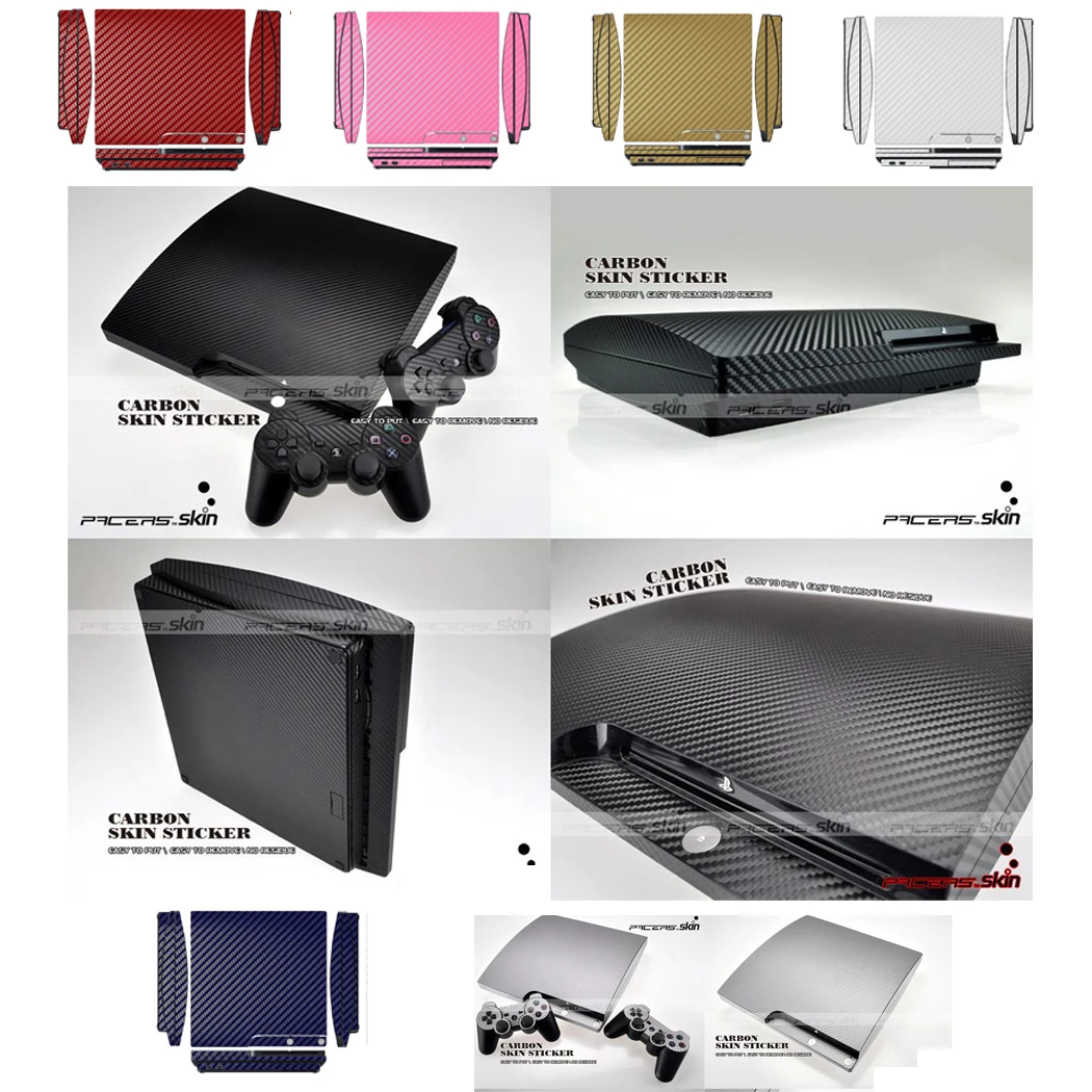 7-Colours-Carbon-Fiber-Vinyl-Skin-Sticker-Protector-for-Sony-PS3-Slim ...