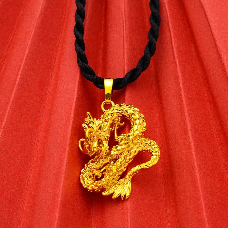 14 K Gold Color Three-dimensional Golden Dragon Pendant Necklace for ...