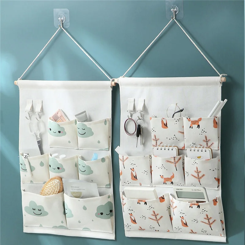 3-5-7-Pockets-Cotton-Wall-Mounted-Storage-Bag-Home-Room-Closet-Door ...
