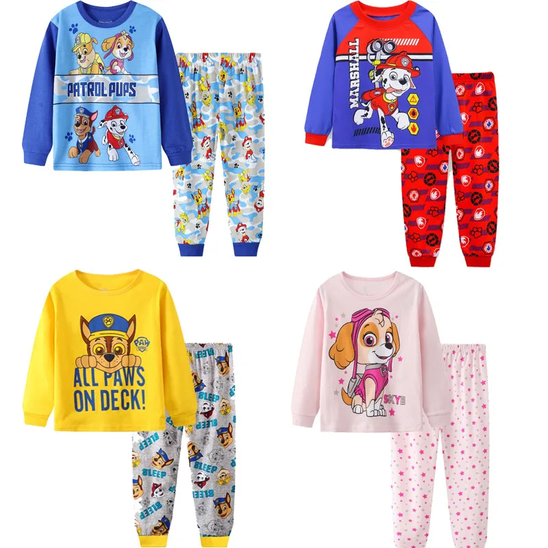 2pcs-Paw-Patrol-Cartoon-Pajamas-Suit-Chase-Marshall-Rocky-Skye-Children ...