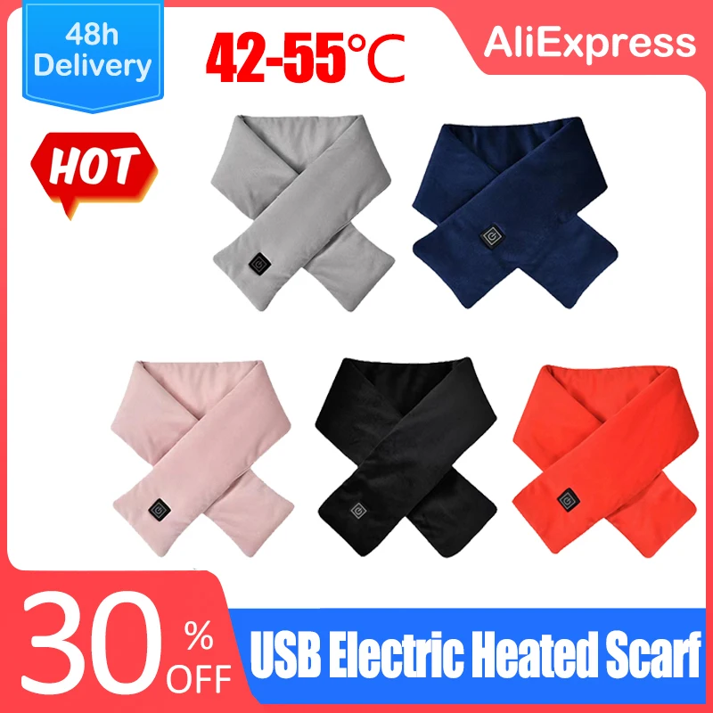 Winter Heated Scarf USB Electric Heating Scarf Man Women Outdoor ...