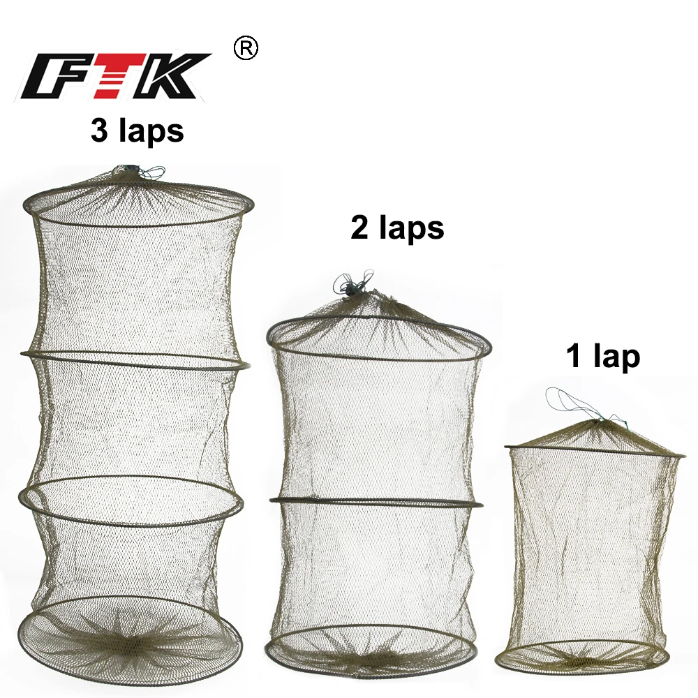 FTK-1Pcs-PA-Material-Floding-Spring-Cage-Fishing-Net-Length-350mm-610mm ...