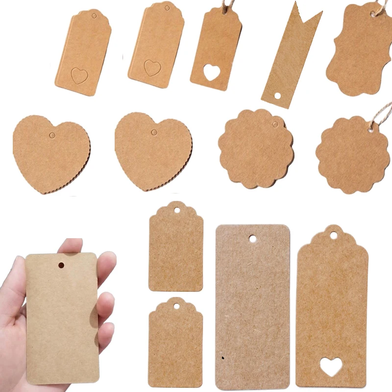 100PCS-DIY-Kraft-Paper-Tags-Label-Paper-Price-Tag-Name-Vintage-Wedding ...
