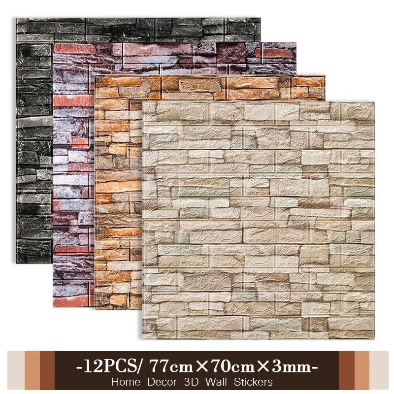 3d Self Adhesive Wallpaper Retro Brick Pattern Sticker For Living Room ...