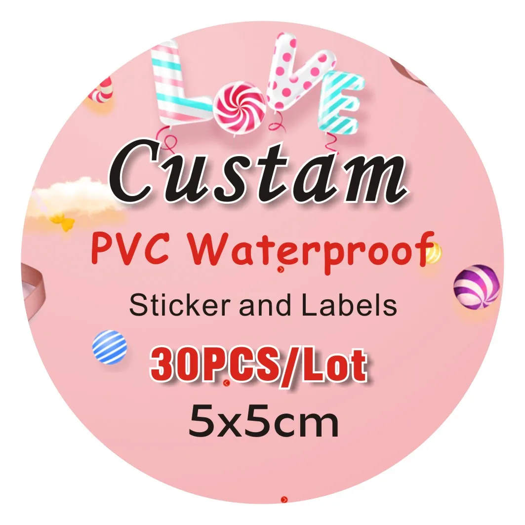 30PCS-5x5cm-PVC-waterproof-stickers-custom-logo-wedding-birthday-gift ...