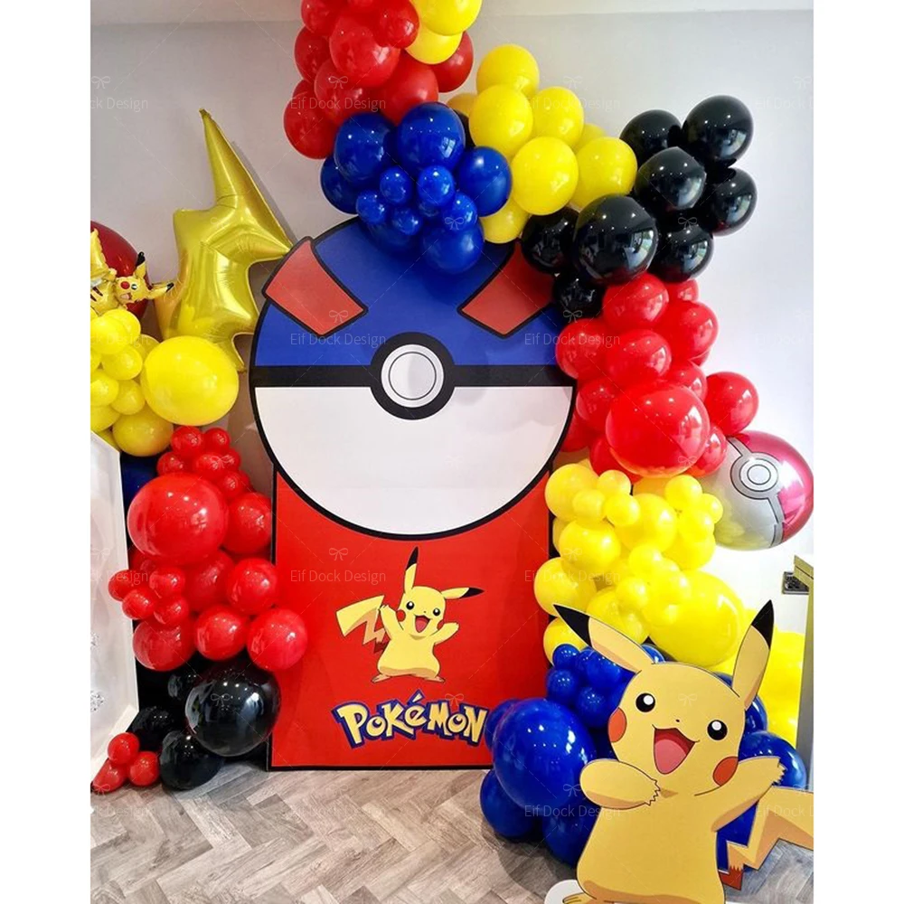 129pcs-Pokemon-Pikachu-Themed-Party-Balloon-Arch-Kit-Red-Black ...