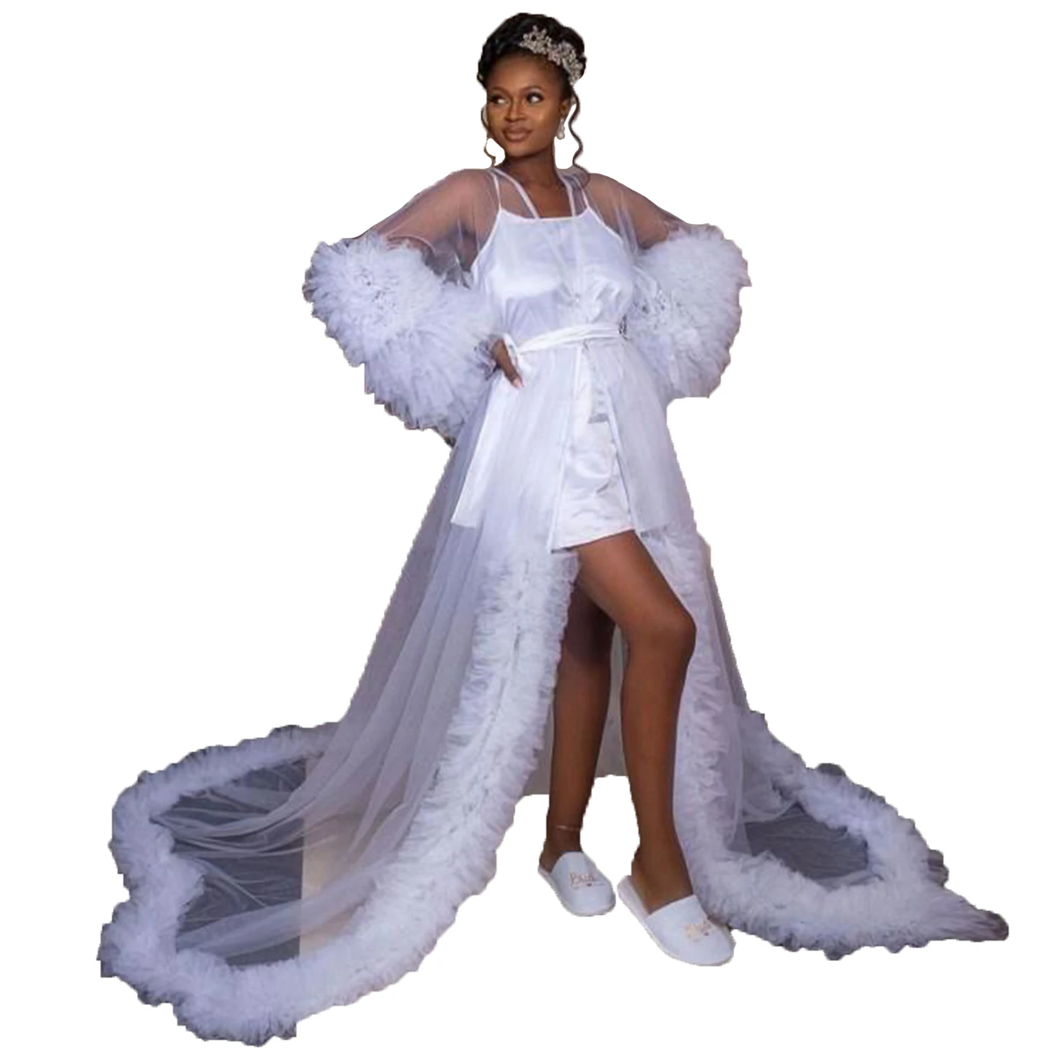 Bridal Maternity Dresses Robes for Photography Sheer Robe Puffy Long ...