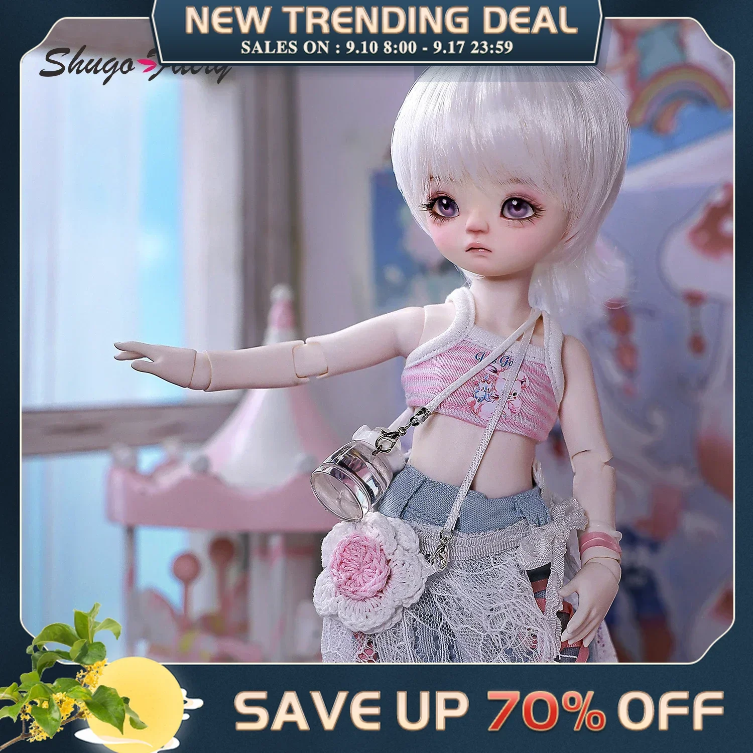 Shuga Fairy Sapphire 1/6 BJD Doll Resin Toys for Kids Pink Cool Summer ...