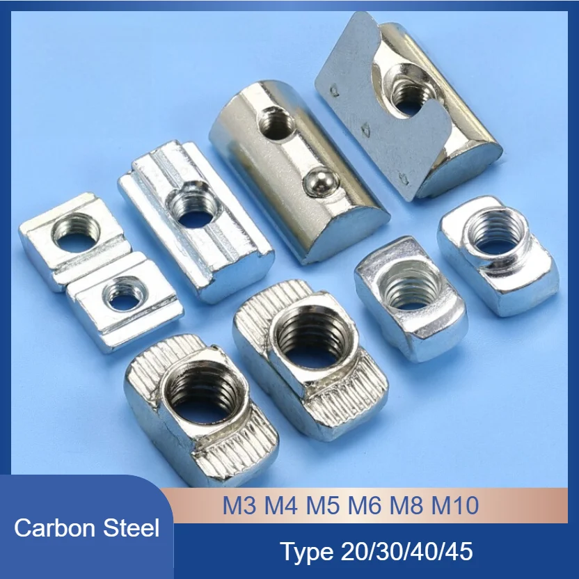Carbon Steel T-Slot Nuts – Boat Type, Sliding, Spring Ball Nuts for 20 ...
