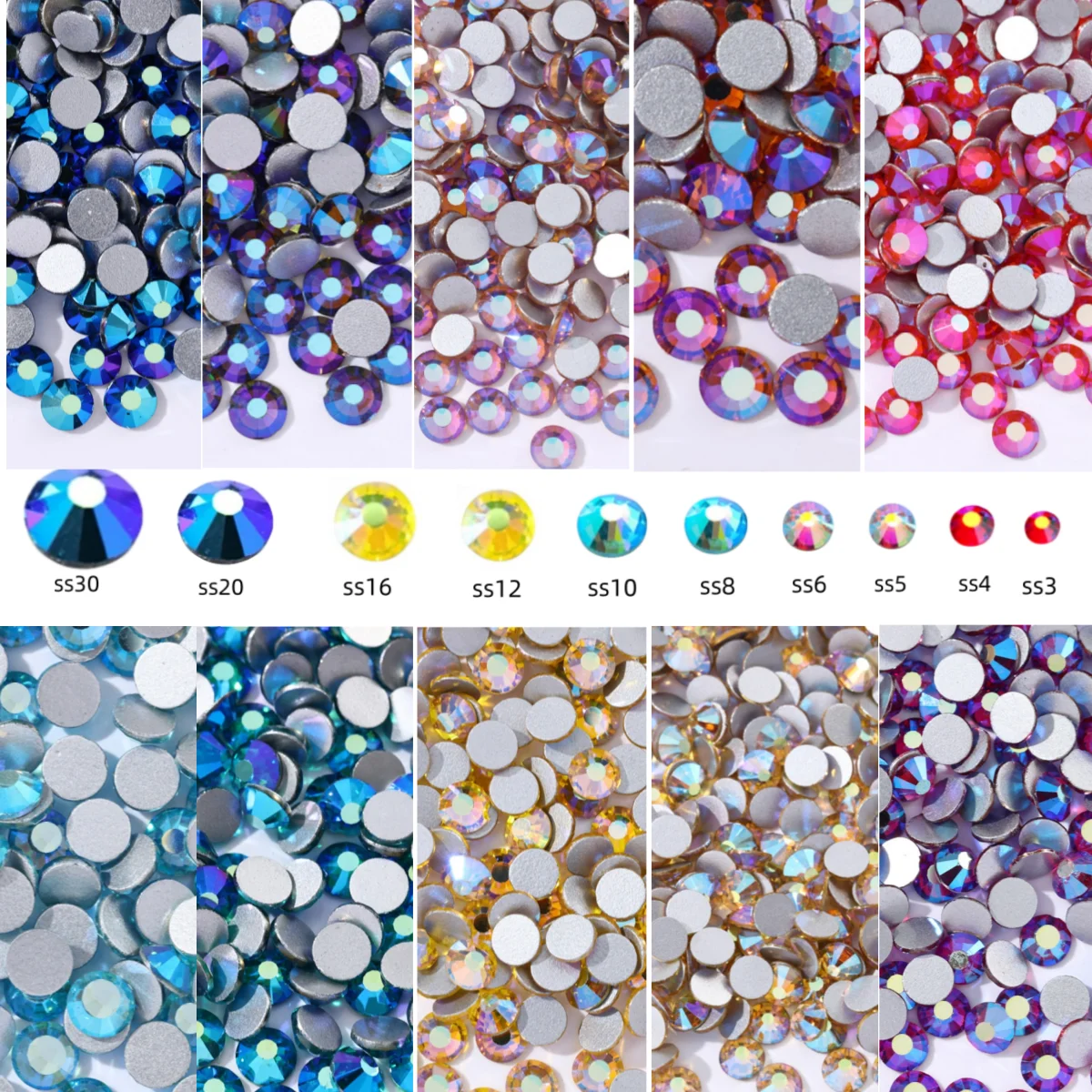 ss3-ss30-AB-plating-Crystal-Rhinestones-Non-Hot-Fix-Flat-Back-Strass ...