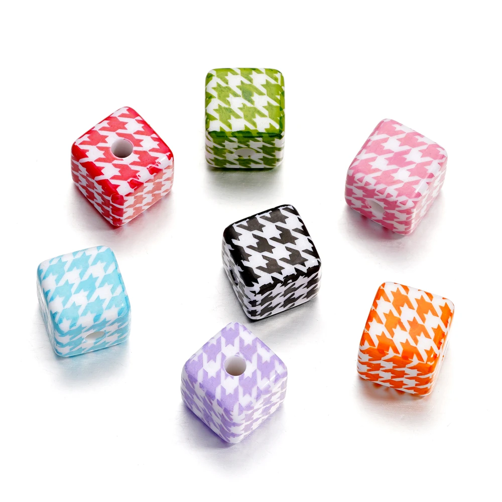 10Pcs 14.5mm Colorful Square Acrylic Beads Candy Color Spacer Beads For ...