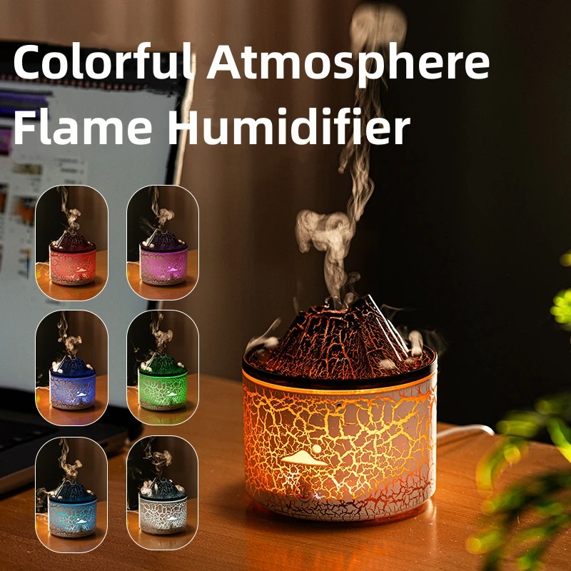 2023-Volcano-Flame-Ultrasonic-Air-Humidifier-Essential-Oil-Aroma ...
