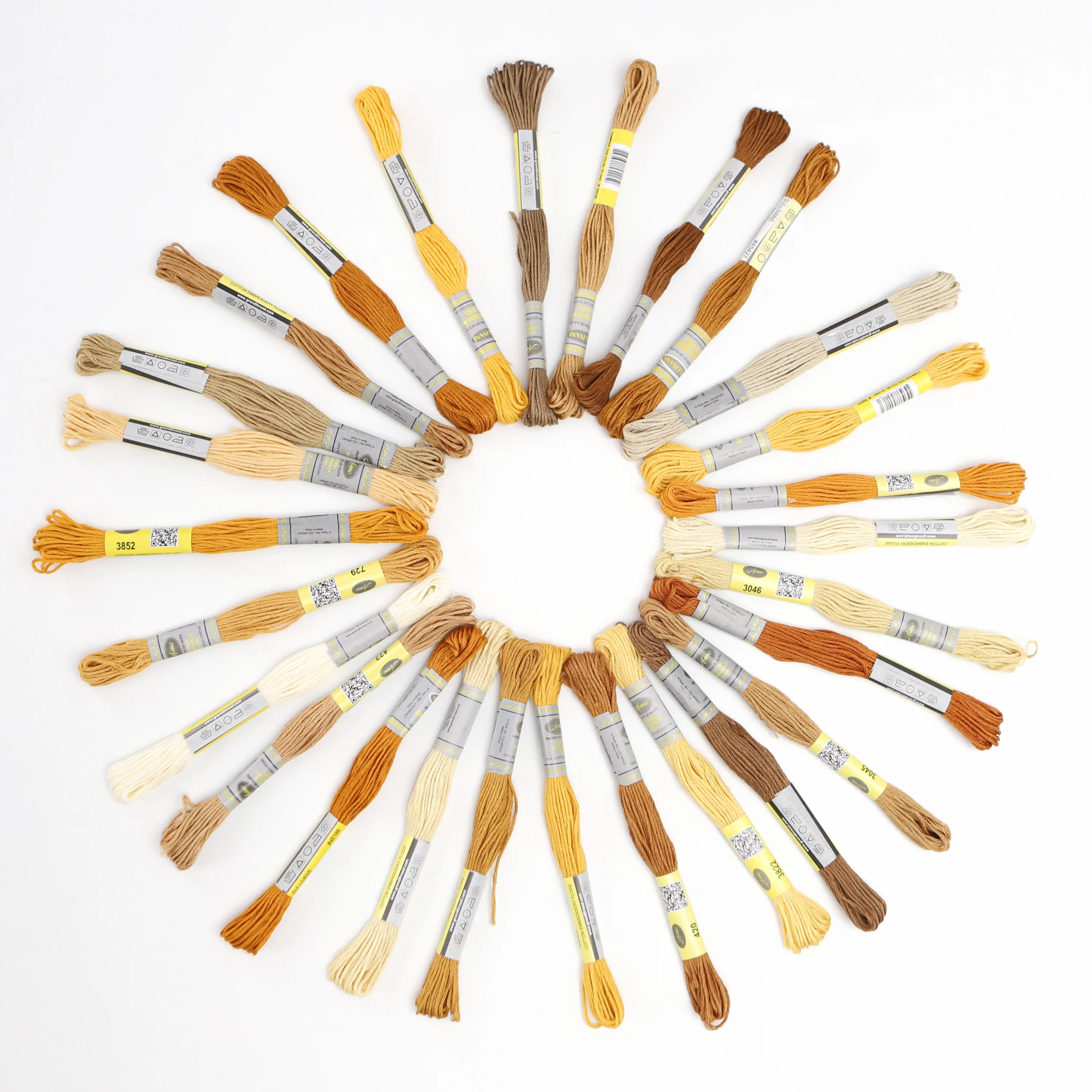 Beige-Golden-Yellow-12PCS-Of-8M-Skein-Double-Mercerized-Egyptian-Cotton ...