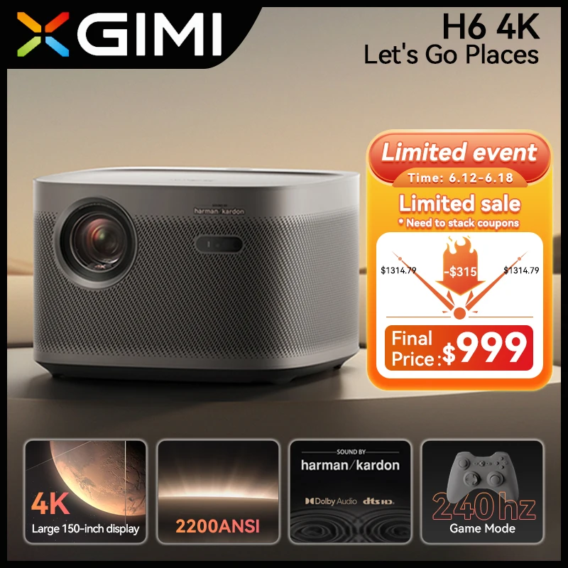 XGIMI H6 4K UHD DLP 2200Ansi Harman/kardon 특허 오디오, 4G + 64G 스크린리스 TV 홈 시어터 중국어 버전| | - AliExpress
