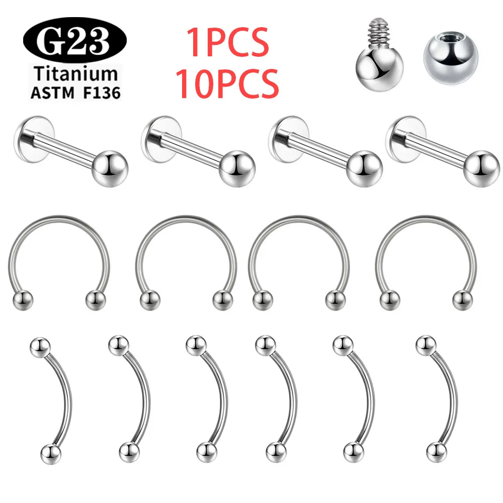 1-10PCS-G23-Titanium-Piercing-Body-Jewelry-Labret-Lip-Stud-Eyebrow ...