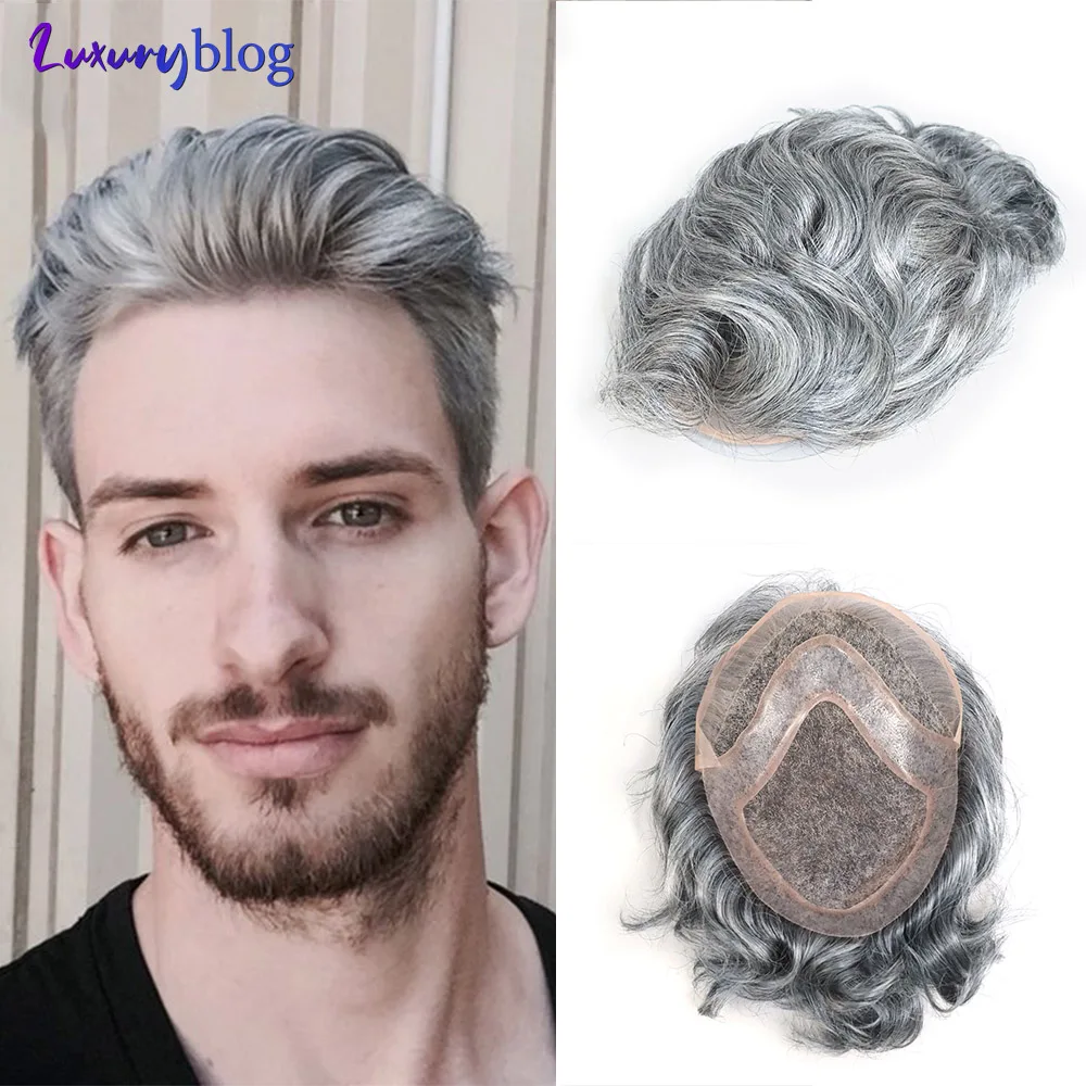 Toupet-gris-vague-mono-fine-pour-hommes-perruques-masculines-syst-me-de ...